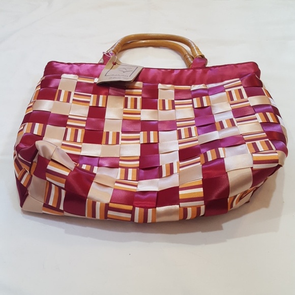Libelulas | Bags | Libelulas Handwoven Bag Nwt Burgundy Tan Yellow | Poshmark